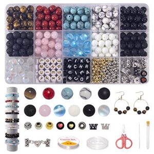 mchruie 691pc bracelet making kit, 8mm beads for bracelets making - natural stone gemstone beads for jewelry making diy bracelet kit for adults beginners