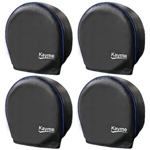 kayme rv tire covers set of 4, outdoor tire covers for trailers, used in wheel cover for car, truck, suv, motorhome, camper sun rain snow protector, fit 27-29 inch tire diameter/black