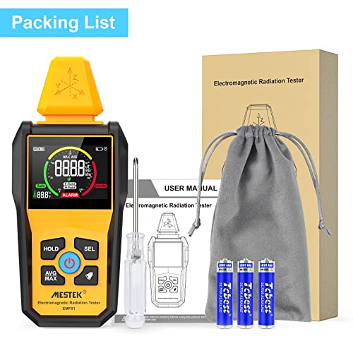 EMF Meter MESTEK Electromagnetic Field Radiation Detector Handheld Digital LCD EMF Reader, Temperature Detector,Tester for Home EMF Inspections, Office, Outdoor and Ghost Hunting