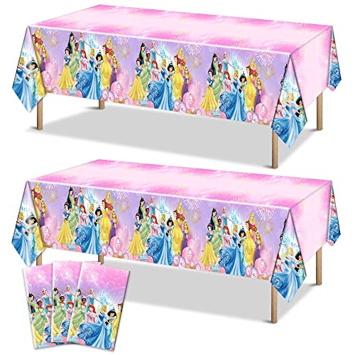 3Pcs Princess Plastic Table Cover for Birthday Party Larger Princess Party Birthday Tablecloth Baby Shower Birthday Party Decorations Supplies 106 * 51 Inch