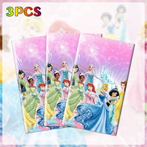 3Pcs Princess Plastic Table Cover for Birthday Party Larger Princess Party Birthday Tablecloth Baby Shower Birthday Party Decorations Supplies 106 * 51 Inch