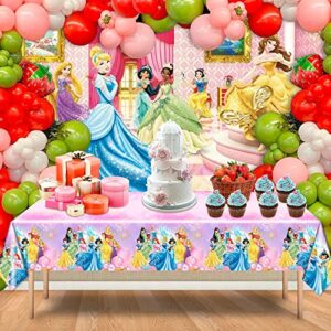 3Pcs Princess Plastic Table Cover for Birthday Party Larger Princess Party Birthday Tablecloth Baby Shower Birthday Party Decorations Supplies 106 * 51 Inch