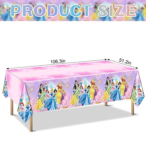 3Pcs Princess Plastic Table Cover for Birthday Party Larger Princess Party Birthday Tablecloth Baby Shower Birthday Party Decorations Supplies 106 * 51 Inch