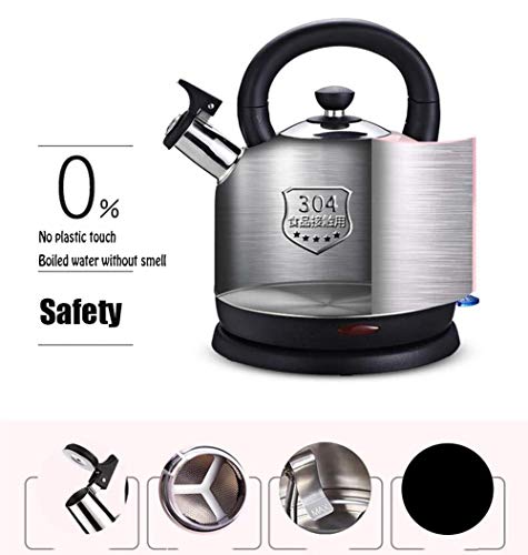 -3L Stainless Inner Lid Electric Kettle2000W Cordless Tea Kettle,Fast Boiling Hot Water Kettle with Auto Shut Offwith Boil Dry Protection,Double Walled Insulation/Red/Yellow