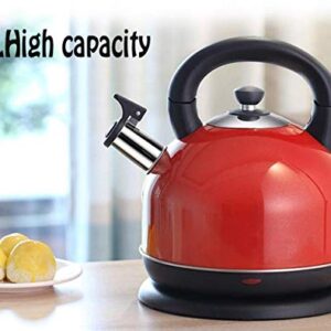 -3L Stainless Inner Lid Electric Kettle2000W Cordless Tea Kettle,Fast Boiling Hot Water Kettle with Auto Shut Offwith Boil Dry Protection,Double Walled Insulation/Red/Yellow