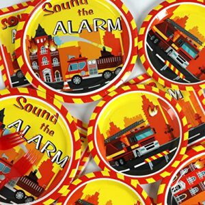 25 Guests Firetruck Birthday Party Decorations Fireman Plates and Napkins for Firefighter Party Supplies Fire Truck Birthday Theme Disposable Dinnerware Set for Kids Fireman Firefighter Party Favors