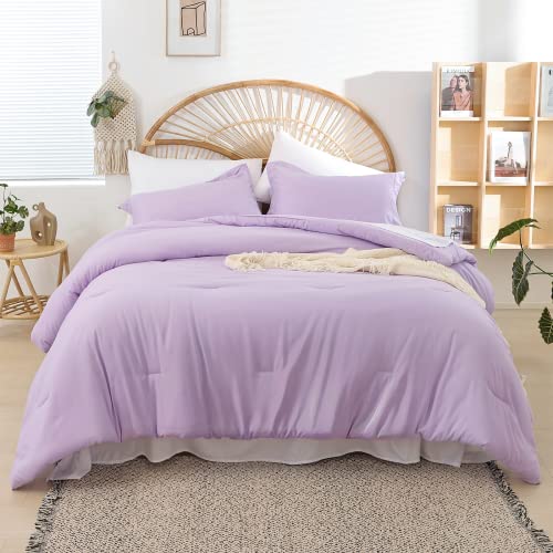 weigelia Queen Comforter Set Boho Bed Comforter Set 7PC Lavender Purple Comforter Queen Size Bed in a Bag Soft All Season with Fitted Sheets, Flat Sheets, Pillow Shams and Pillowcases