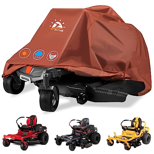 Zettum Zero Turn Mower Cover - Zero-Turn Lawn Mower Cover Waterproof & Heavy Duty, 600D Outdoor Universal Fit Mower Cover with Storage Bag for Greenworks, EGO, Craftsman, Husqvarna, Honda and More