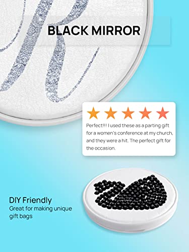 Getinbulk Compact Mirror Bulk, Small Pocket Makeup Round Mirror Double-Sided 1X/3X Magnifying PU Leather (White, 2.7 inches)