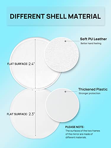 Getinbulk Compact Mirror Bulk, Small Pocket Makeup Round Mirror Double-Sided 1X/3X Magnifying PU Leather (White, 2.7 inches)