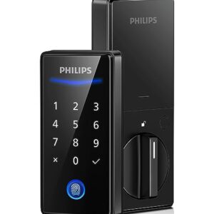 Philips Keyless Entry Door Lock with Keypad - Smart Deadbolt Lock for Front Door, Auto Lock, One-time PIN Code, Fingerprint Door Lock - Matte Black