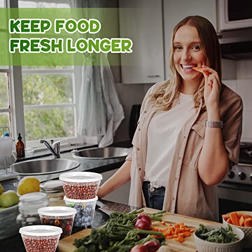 Skylety 60 Pcs Deli Plastic Food Storage Container with Lids, 8oz, 12oz and 16oz Airtight Leakproof Deli Containers Microwavable Clear Food Containers with Lids for Soup Meal Freezer Dishwasher Safe