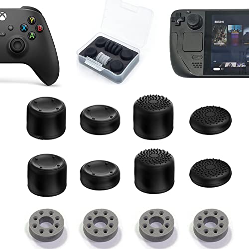 ZHI-NYLLDJS FPS Thumb Grip Caps Set for Steam Deck Silicone Thumbsticks Grips Joystick Caps for Steam Deck,for Xbox One (Series X, S) Controller Stick Caps(8pcs) Precision Rings(4pcs)