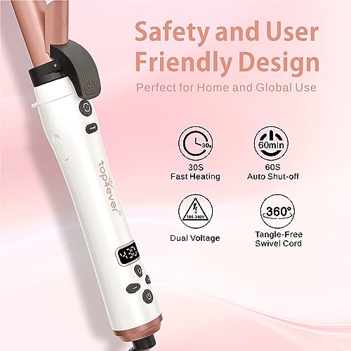 3 in 1 Auto Rotating Curling Iron - TOP4EVER Automatic Hair Curler with Interchangeable Curling Wand (0.75", 1", 1.25"), Adjustable Temp, Instant Heat Hair Styling Hot Tools for All Hair Types