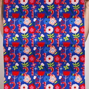 CENTRAL 23 Floral Wrapping Paper - 6 Sheet of Gift Wrap - 21st Wrapping Paper for Her Women Girls - Blue Red - For Girlfriend - Age 21 - Comes with Fun Stickers