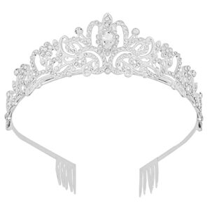 silver birthday tiara and crown for women girls headband birthday girl princess decoration supplies favor gift set