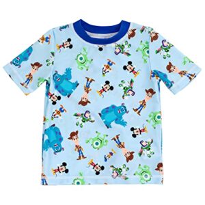 Disney Pixar Toy Story Monsters Inc. Mickey Mouse D100 Infant Baby Boys Rash Guard and Swim Trunks Outfit Set Blue 24 Months