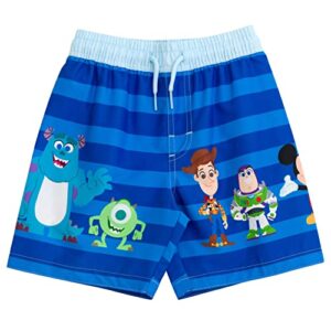 Disney Pixar Toy Story Monsters Inc. Mickey Mouse D100 Infant Baby Boys Rash Guard and Swim Trunks Outfit Set Blue 24 Months