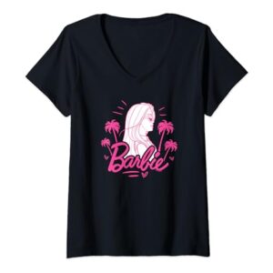 Barbie - Barbie With Palm Trees Logo V-Neck T-Shirt