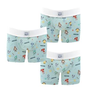 personalized premium boys boxer brief (3 pack) - robot world boy blue (2t)