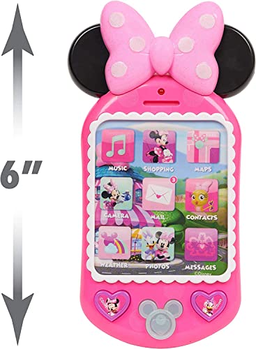 Minnie Mouse Toy Phone for Girls - Bundle with Minnie Mouse Cell Phone Toy with Sound Buttons Plus Bookmark and Stickers | Minnie Mouse Phone for Toddler Girls