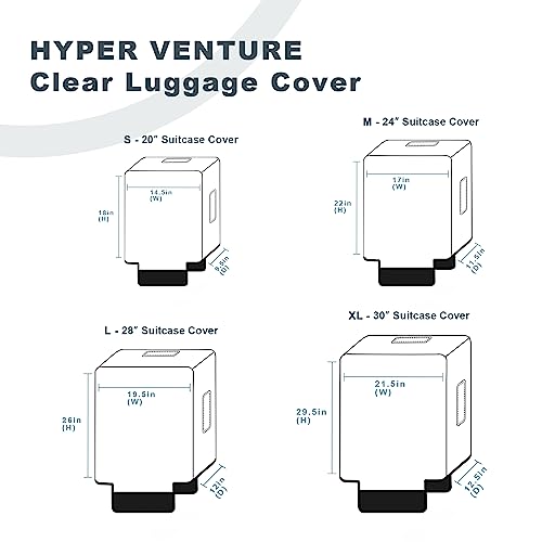 HYPER VENTURE Clear PVC Luggage Cover Full Transparent Suitcase Protector Fits 28 Inch Luggage, L