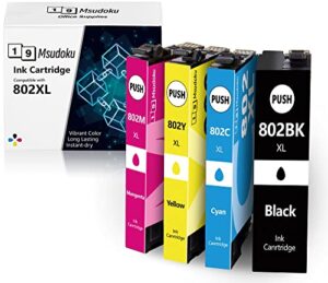 msudoku 802xl ink cartridges remanufactured replacement for epson 802 ink cartridges combo pack 802xl t802xl t802 use with workforce pro wf-4730 wf-4740 wf-4734 printers（4 pack）