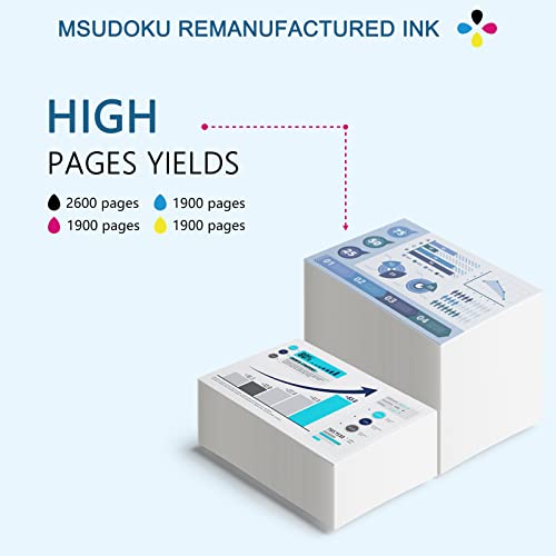 Msudoku 802XL Ink Cartridges Remanufactured Replacement for Epson 802 Ink Cartridges Combo Pack 802XL T802XL T802 Use with Workforce Pro WF-4730 WF-4740 WF-4734 Printers（4 Pack）