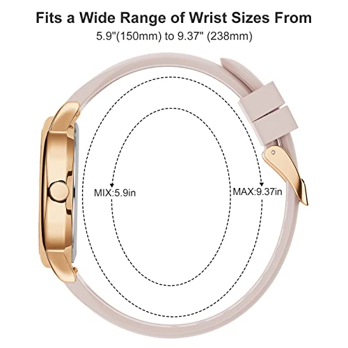 GOLDEN HOUR Waterproof Nurse Watch for Medical Professionals, Students Women Men - Military Time Luminouse Easy Read Dial, 24 Hour with Second Hand, Colorful Silicone Band in Rose Gold Champagne