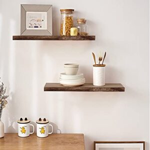 Floating Shelves,Solid Wood Shelf Set of 3,Floating Shelves for wall Solid Wood Durable Natural Floating Shelves Bracket Wall Shelves Decoration for Kitchen Bedroom Bathroom Study room (Light Brown)