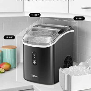 Nugget Ice Maker Countertop - 33lbs/24H, Silonn Pebble Ice Maker Machine with Self-Cleaning Function, Ice Makers for Home Kitchen Office