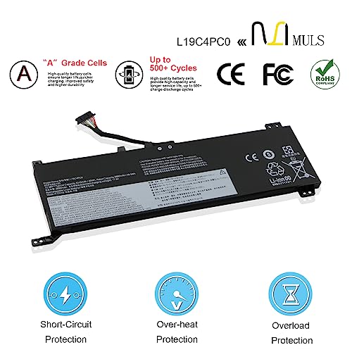 MULS 60Wh L19C4PC0 Laptop Battery Compatible with Lenovo Legion 5P-15IMH05 Legion 5-15IMH05 5-15ARH05 Series L19C4PC1 L19M4PC1 L19M4PC0 5B10W86194 5B10W86192 5B10W86195 5B10W86196 4010mAh