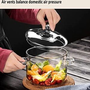 Glass Cooking Pot - 1.5L/50OZ Glass Saucepan Heat-Resistant Borosilicate Glass Handmade Cookware Set stovetop Pot - Safe for Pasta Noodle, Soup, Milk, Tea,salad (1.5L/50OZ)