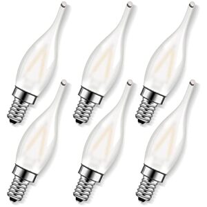 genixgreen frosted led candelabra bulbs, night light bulb 15 watt equivalent 1.5w e12 mini candle bulb low wattage flame bent tip for chandelier ceiling fan, 2700k soft white, non-dimmable, pack of 6