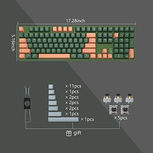 UBOTIE Wired Gaming Mechanical Keyboard, Hot Swappable Office Game Mode Full Size 108keys Colorful DIY Programmable Keyboards with LED Backlits 1.6m USB Cable for PC Mac Xbox