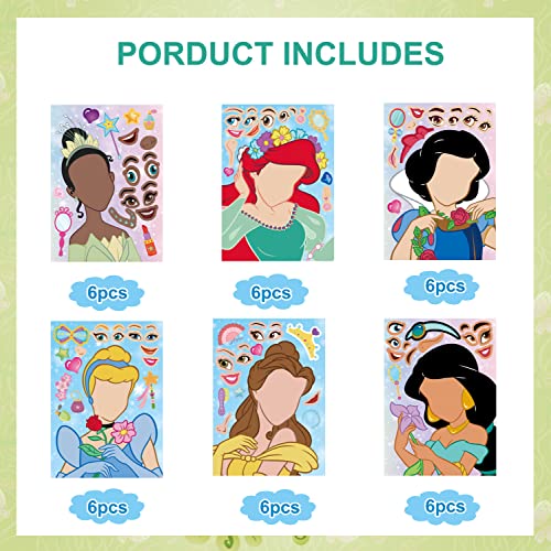 36Pcs Make Your Own Princess Toys Stickers Sheet,Princesss Birthday Party Favors for Princess Birthday Party Supplies