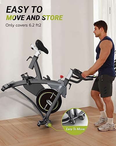 Cyclace Magnetic Exercise Bike (2023 Upgrade) -350 Lbs Weight Capacity - Indoor Cycling Bike with Comfortable Seat Cushion