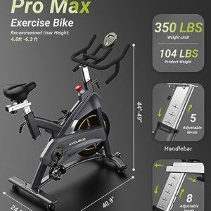 Cyclace Magnetic Exercise Bike (2023 Upgrade) -350 Lbs Weight Capacity - Indoor Cycling Bike with Comfortable Seat Cushion