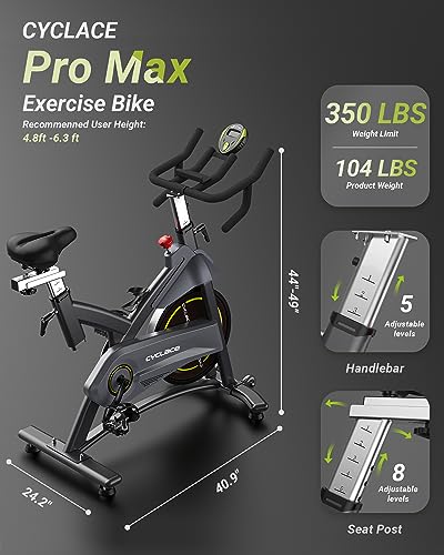 Cyclace Magnetic Exercise Bike (2023 Upgrade) -350 Lbs Weight Capacity - Indoor Cycling Bike with Comfortable Seat Cushion