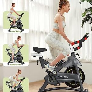 Cyclace Magnetic Exercise Bike (2023 Upgrade) -350 Lbs Weight Capacity - Indoor Cycling Bike with Comfortable Seat Cushion