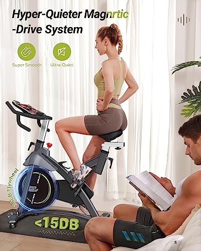 Cyclace Magnetic Exercise Bike (2023 Upgrade) -350 Lbs Weight Capacity - Indoor Cycling Bike with Comfortable Seat Cushion