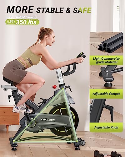 Cyclace Magnetic Exercise Bike (2023 Upgrade) -350 Lbs Weight Capacity - Indoor Cycling Bike with Comfortable Seat Cushion