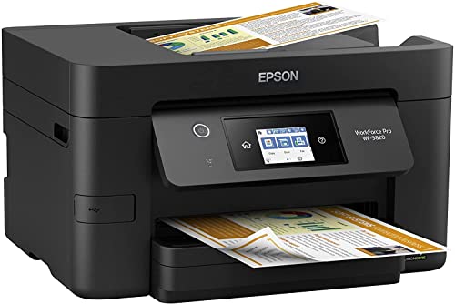 Epson Workforce Pro WF-3820 Wireless All-in-One Color Inkjet Printer, Black - Print Scan Copy Fax - 4800 x 2400 dpi, 21 ppm, 8.5 x 14, 35-Sheet ADF, Auto 2-Sided Printing, WiFi Direct, USB, Ethernet