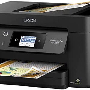 Epson Workforce Pro WF-3820 Wireless All-in-One Color Inkjet Printer, Black - Print Scan Copy Fax - 4800 x 2400 dpi, 21 ppm, 8.5 x 14, 35-Sheet ADF, Auto 2-Sided Printing, WiFi Direct, USB, Ethernet