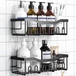 shower caddy 2 pack,adhesive shower organizer for bathroom storage&home decor&kitchen organizers and storage,no drilling,large capacity,rustproof stainless steel bathroom organizer,bathroom decor sets