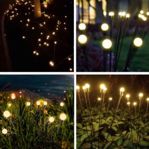 OZS Upgraded 2pack Total 16LED Solar Garden Lights - Solar Firefly Lights Outdoor, Solar Swaying Light, Sway by Wind, Solar Lights Outdoor Waterproof for Garden Patio Pathway Decoration (Warm White)