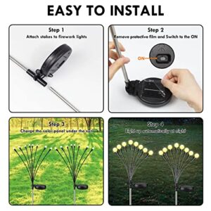 OZS Upgraded 2pack Total 16LED Solar Garden Lights - Solar Firefly Lights Outdoor, Solar Swaying Light, Sway by Wind, Solar Lights Outdoor Waterproof for Garden Patio Pathway Decoration (Warm White)