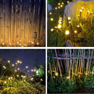 OZS Upgraded 2pack Total 16LED Solar Garden Lights - Solar Firefly Lights Outdoor, Solar Swaying Light, Sway by Wind, Solar Lights Outdoor Waterproof for Garden Patio Pathway Decoration (Warm White)