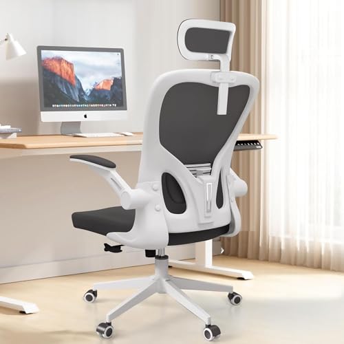 Monhey Big and Tall Office Chair, Heavy Duty Office Chair, Ergonomic Office Chair with Adjustable Headrest, Lumbar Support, 2D Armrest, Home Office Desk Chairs 300lbs with Metal Base - White