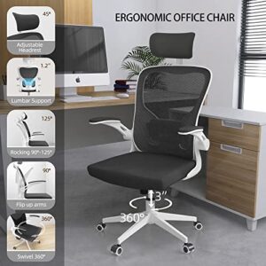 Monhey Big and Tall Office Chair, Heavy Duty Office Chair, Ergonomic Office Chair with Adjustable Headrest, Lumbar Support, 2D Armrest, Home Office Desk Chairs 300lbs with Metal Base - White